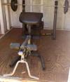 OLYMPIC WEIGHT BENCH, 45 POUND 2INCH BAR & 195 POUNDS OF 2INCH OLYMPIC ...