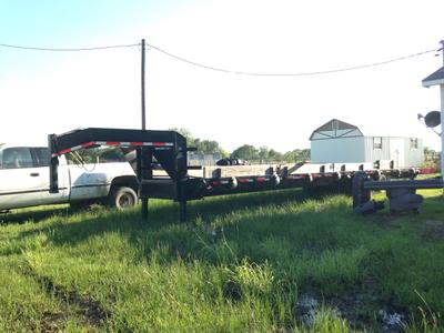 40' mini float trailer with tree stand and grass tarp. Slide in heavy ...