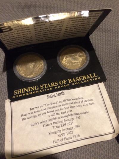 Babe Ruth 24 my gold coins shining stars of baseball commemorative ...