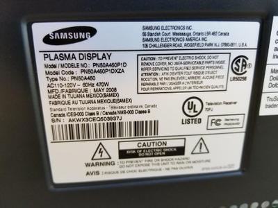 Samsung 50" Plasma Flat Screen TV Model# PN50A450P1D for sale in Fort ...