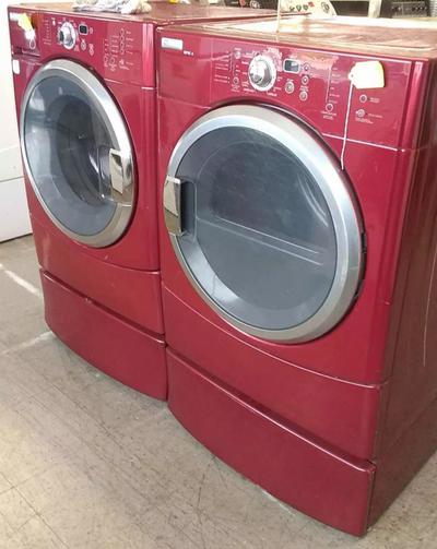 Red front load washer and dryer set with pedestals for sale in Keller ...