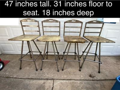 Very Unusual-Custom Made Swivel-Solid Steel Bar Stools with Cow Skin ...