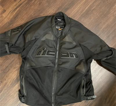 Mens Motorcycle Protective Jacket Icon Contra 2 Black Textile XXL EC ...