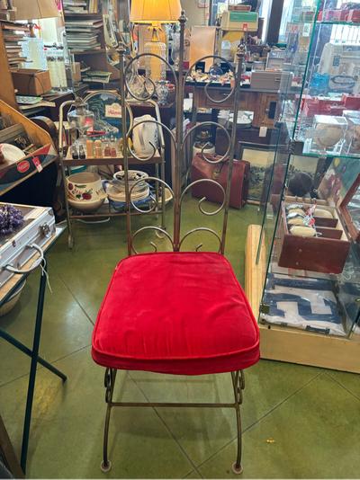 16x16.5x45 vintage mid-century modern wrought iron scroll back chair ...
