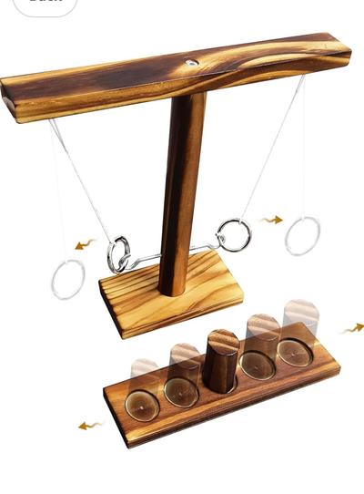 Wooden Ring Toss Game - Classic Hook and Ring Toss Game for Adults ...