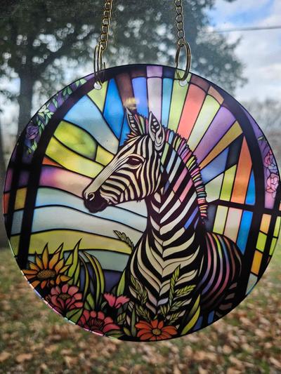 Zebra Stained Glass Acrylic Plexiglass Double Sided. 8 inch for sale in ...