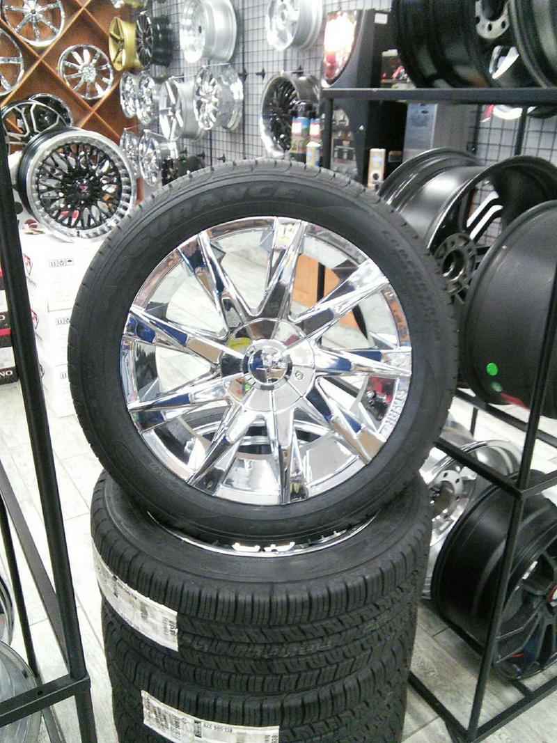 New 17" Starr 4-lug CHROME Rims New GOODYEAR Tires Concave Dub Cheap ...