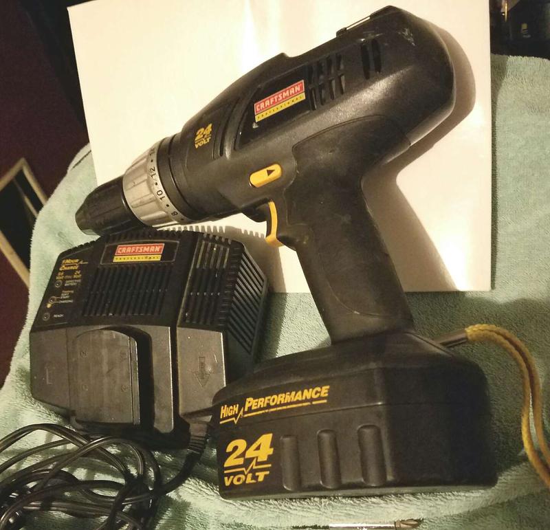 Half inch Craftsman 24 volt cordless drill. Battery and charger. for ...
