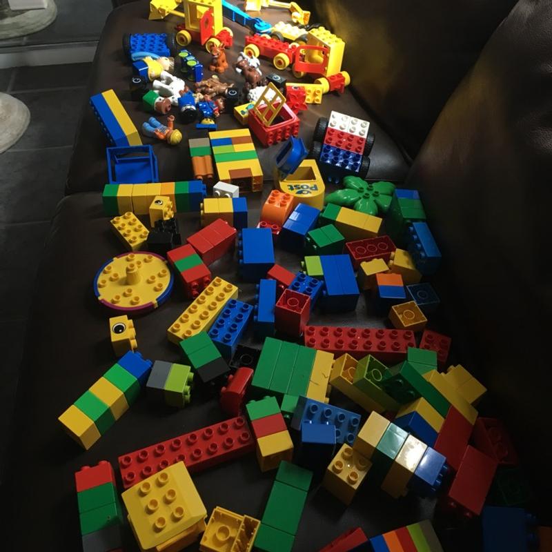 Lego Duplo Blocks lot with bucket to put away puck up only for sale in ...