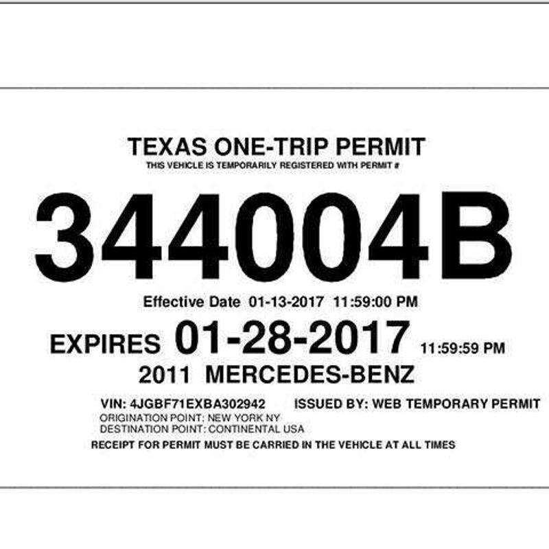 Texas Temp Tag Template