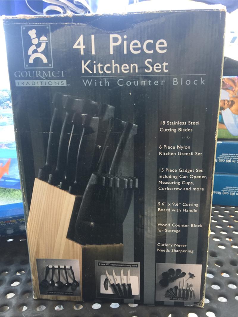 Gourmet Traditions 41 piece kitchen set with counter block for sale in ...