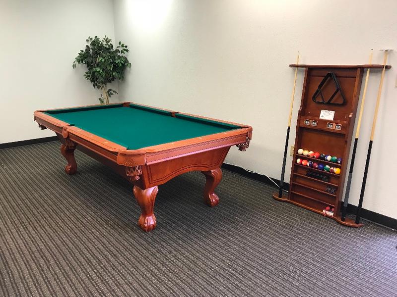 New Solid Wood 8ft Pool Table w/ Matching Wall Rack- 1" Thick Slate for ...