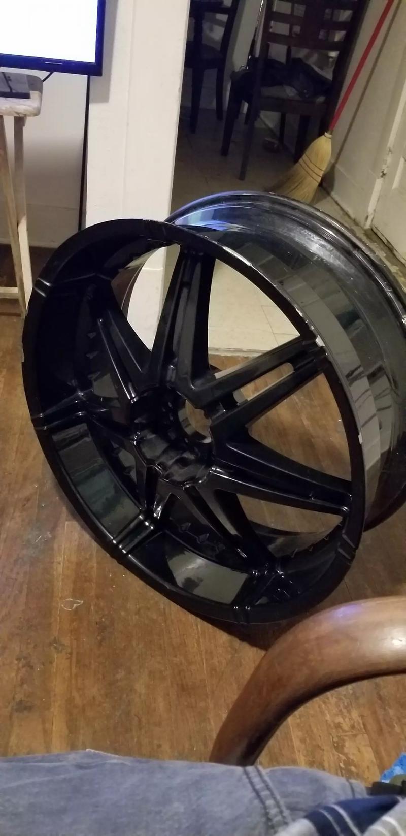 24 inch black rims 6 lug universal no caps no tires for sale in Houston ...