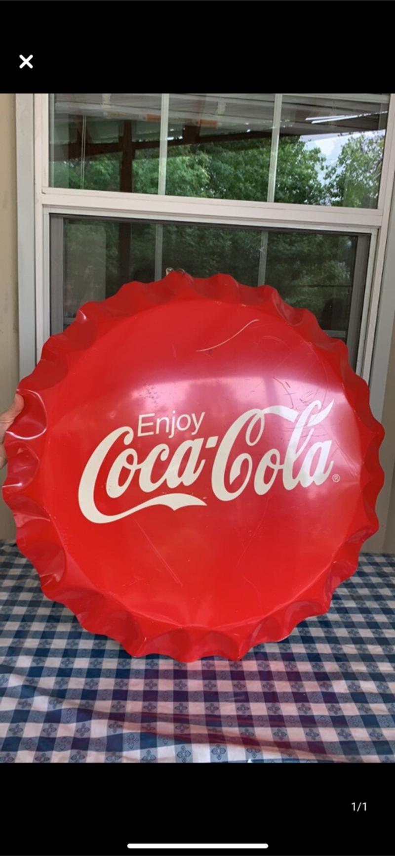 Coca Cola Bottle Cap Display Sign Coke Classic Wall Art Garage Size 26 ...