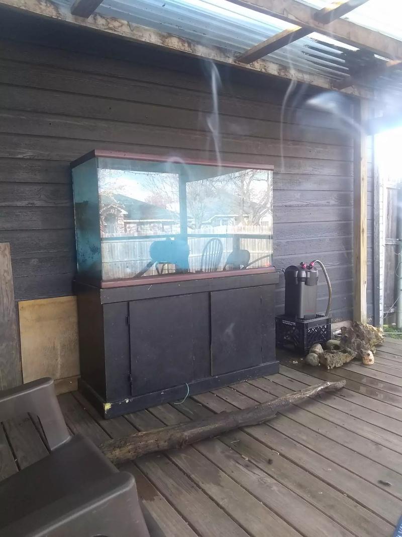 Fish tank and stand , all one piece .. with fish tank stuff . I think ...