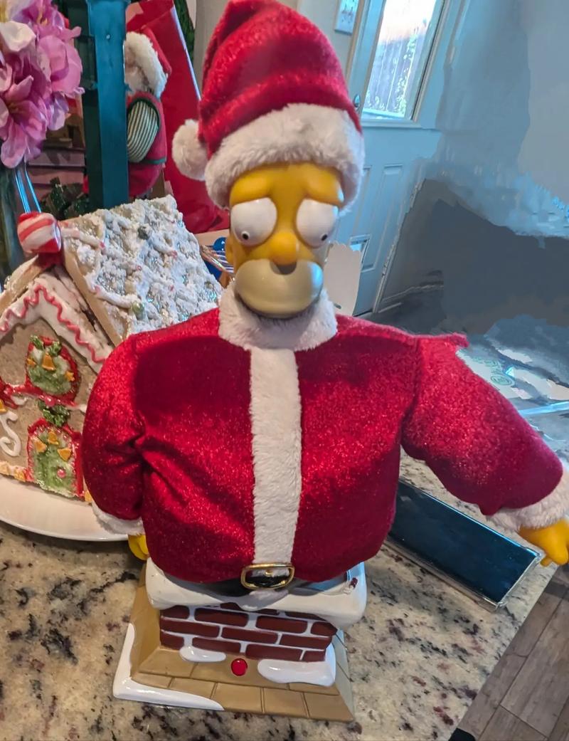 The Simpsons HOMER SIMPSON Santa Claus stuck in chimney Animated 2002 ...